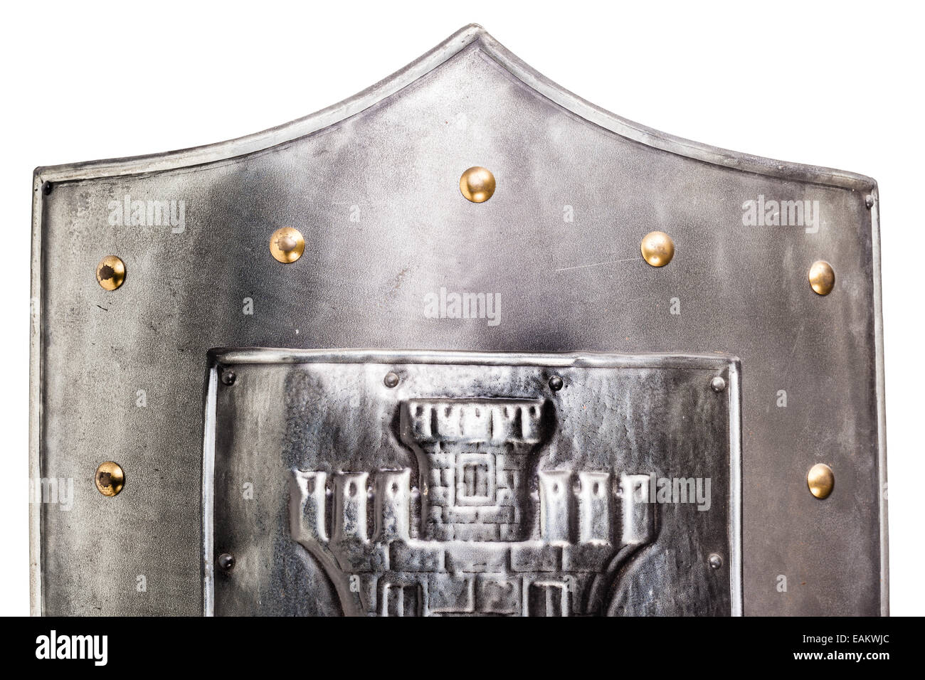 a medieval iron shield isolated over a white background Stock Photo - Alamy