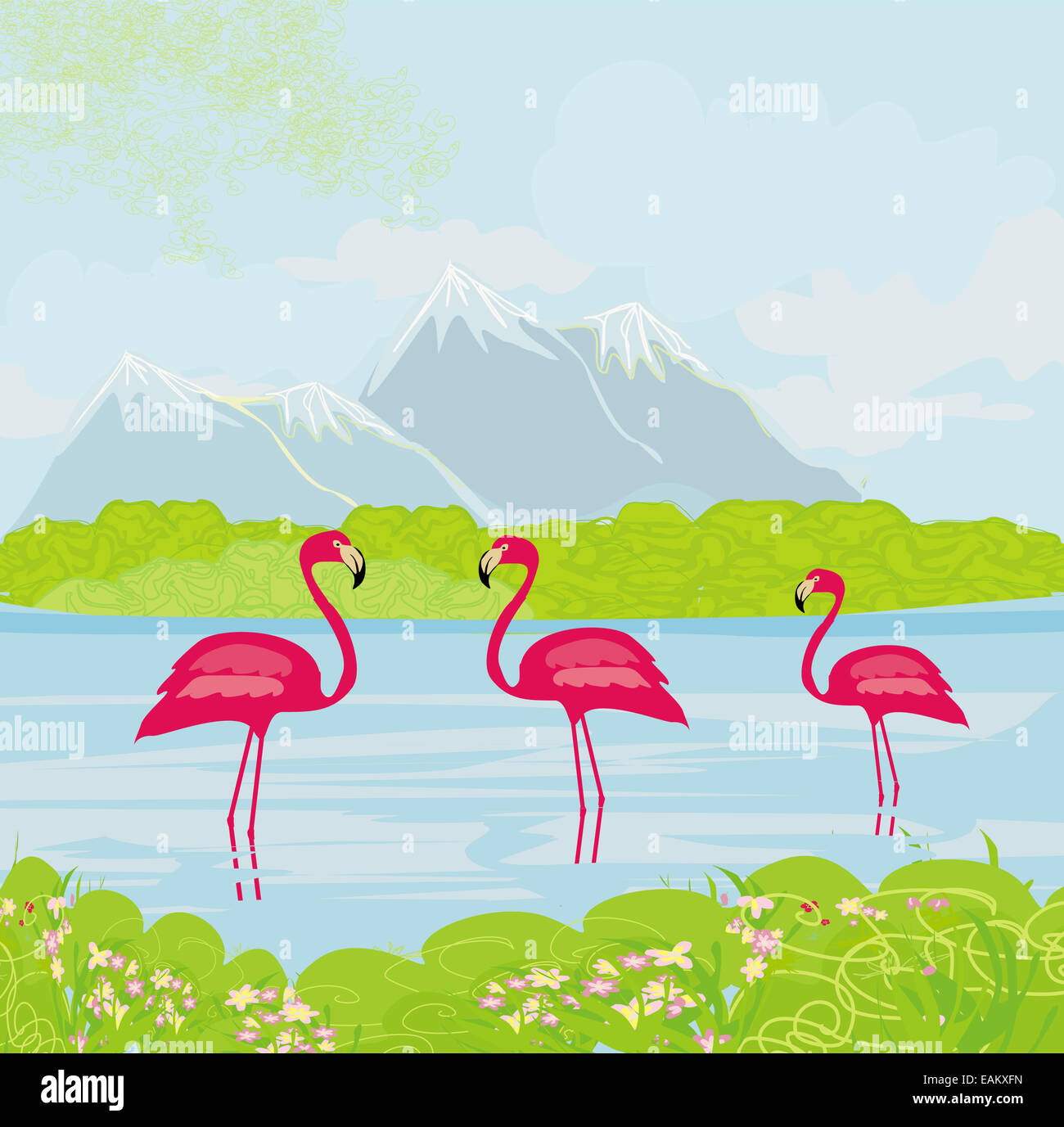 Group three pink flamingos hi-res stock photography and images - Alamy
