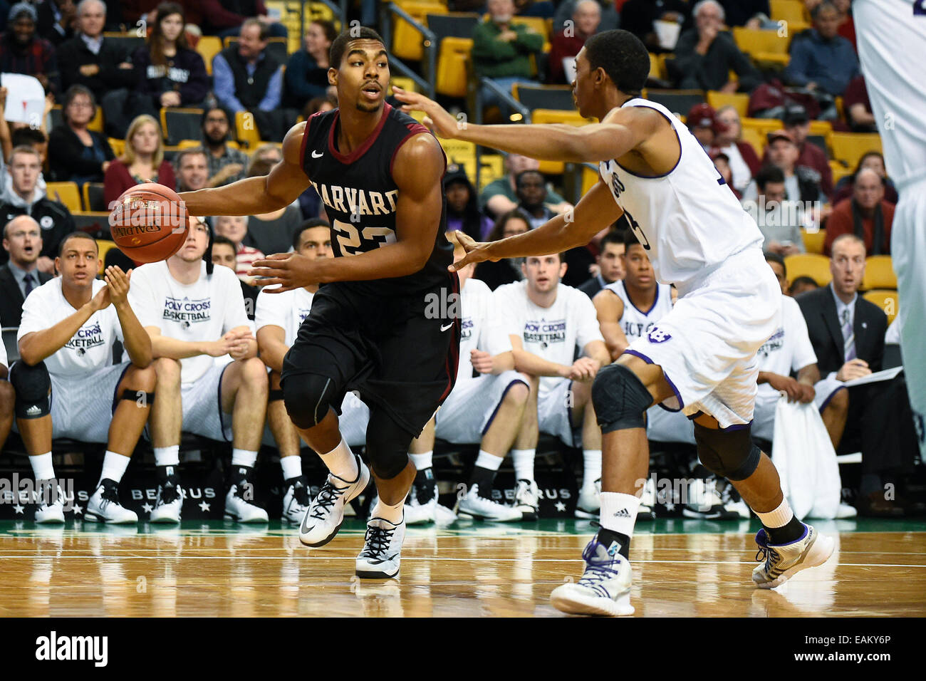 Boston, Massachusetts, USA. 16th Nov, 2014. Harvard Crimson guard ...