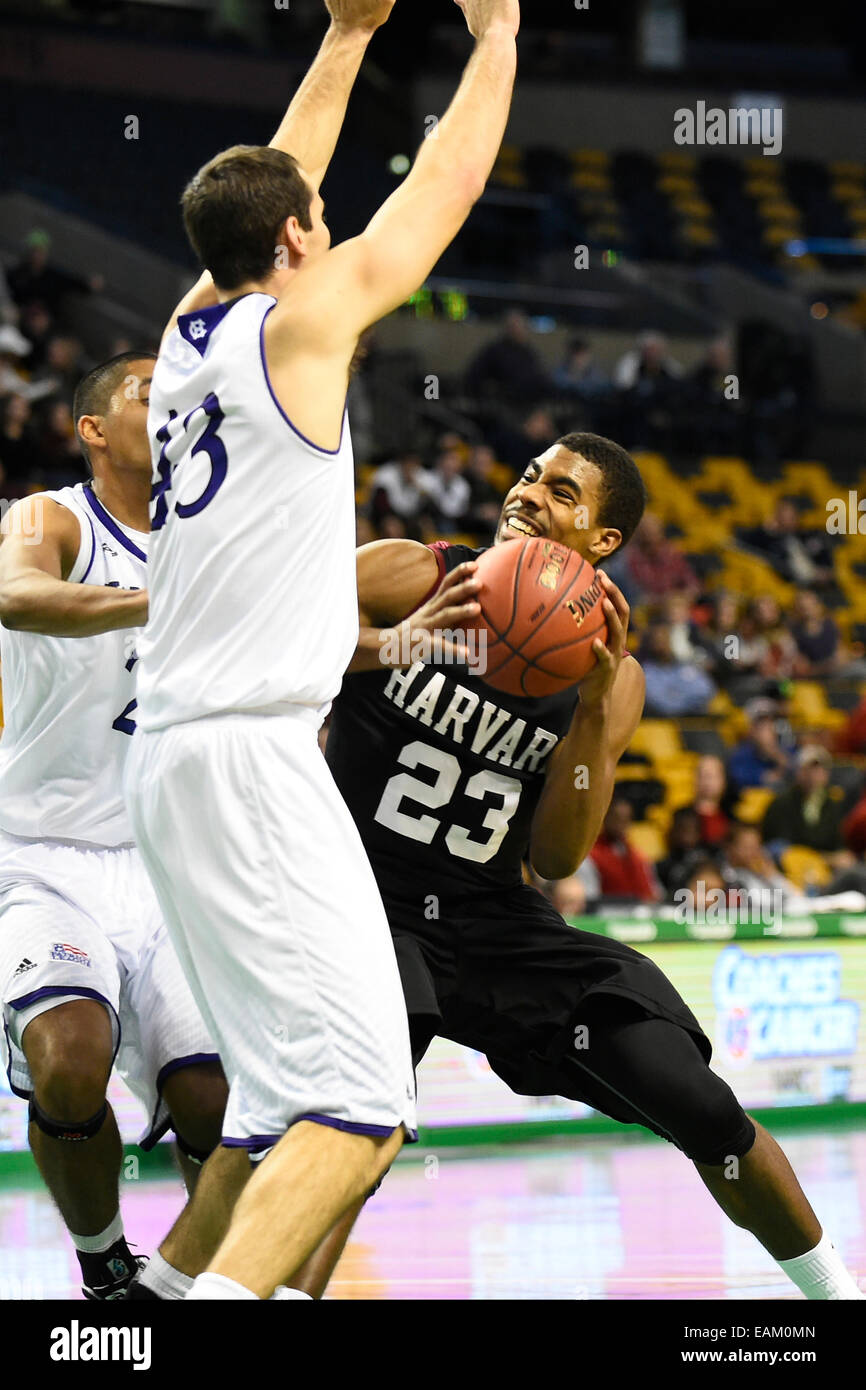 Boston, Massachusetts, USA. 16th Nov, 2014. Harvard Crimson guard ...