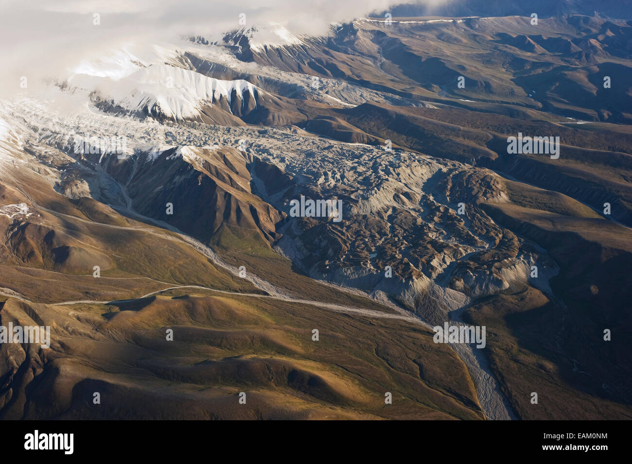 Aerial View Of The Terminus Of Peters Glacier, North Side Of The Alaska ...