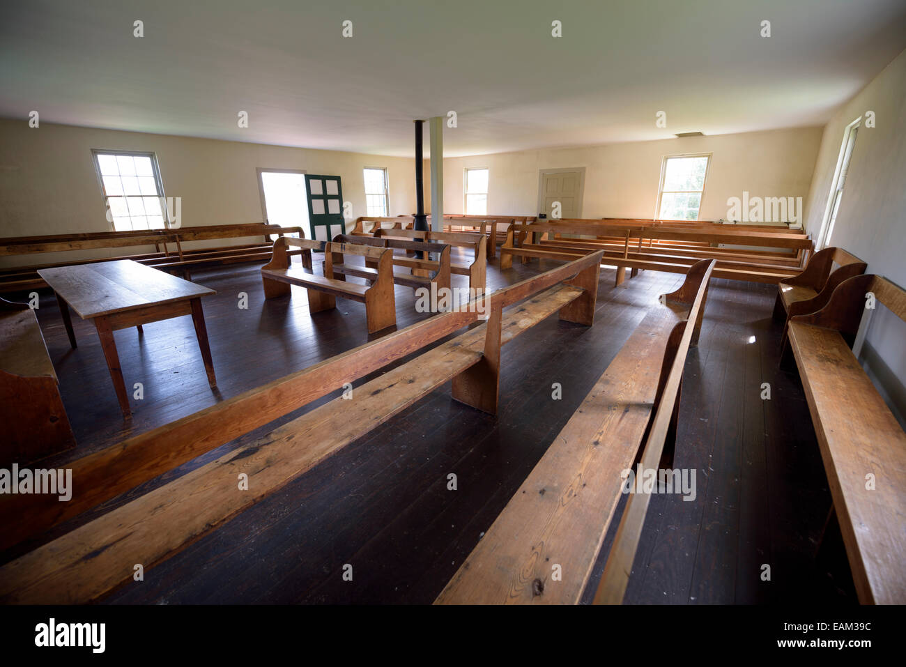 Interior photo of Dunkers Church on the grounds of Antietam National ...