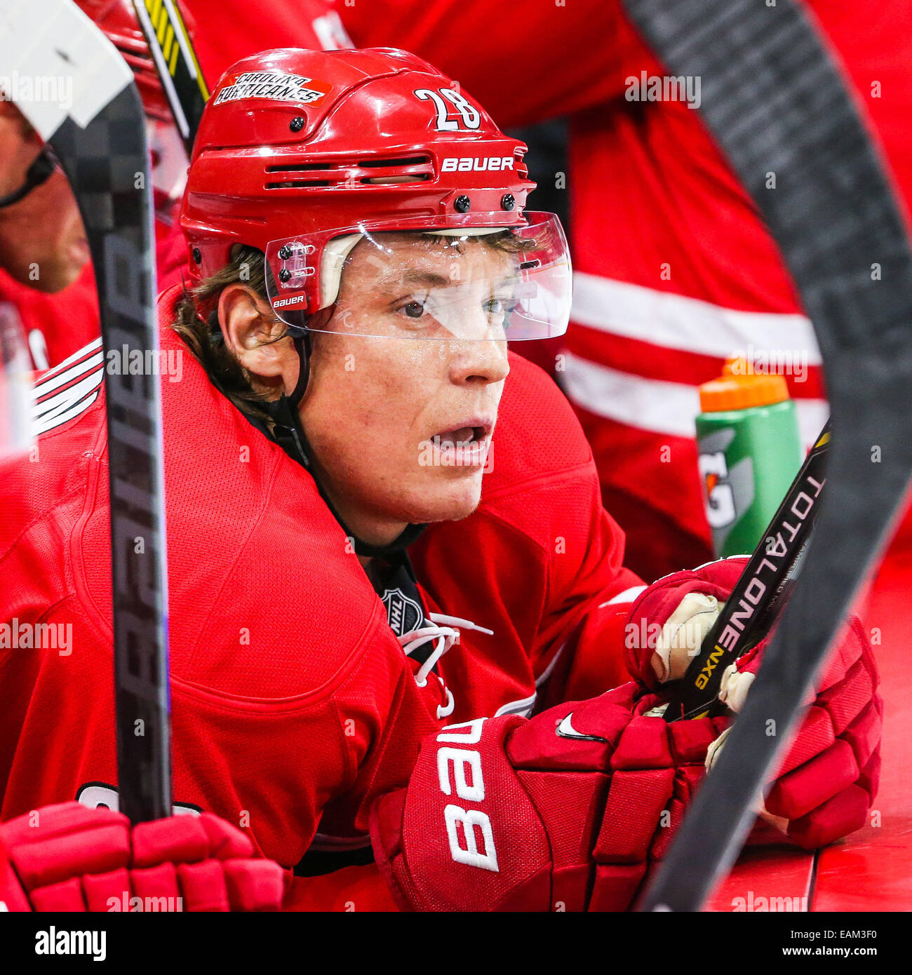 Raleigh, North Carolina, USA. 10th Nov, 2014. Carolina Hurricanes right ...