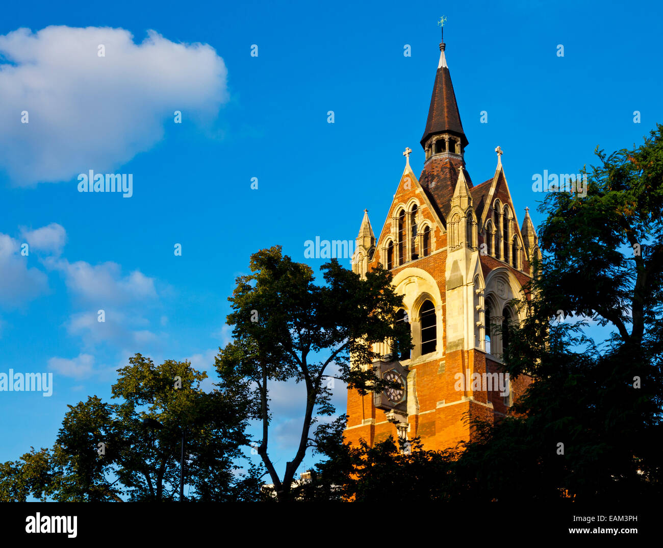 Gothic Revival tower of Union Chapel in Upper St Islington North London ...