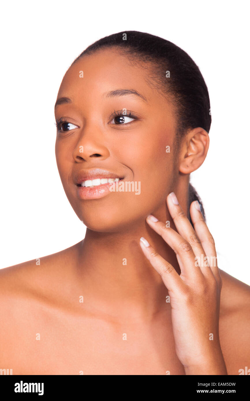 Beautiful african american woman face- Black people, Isolated over ...