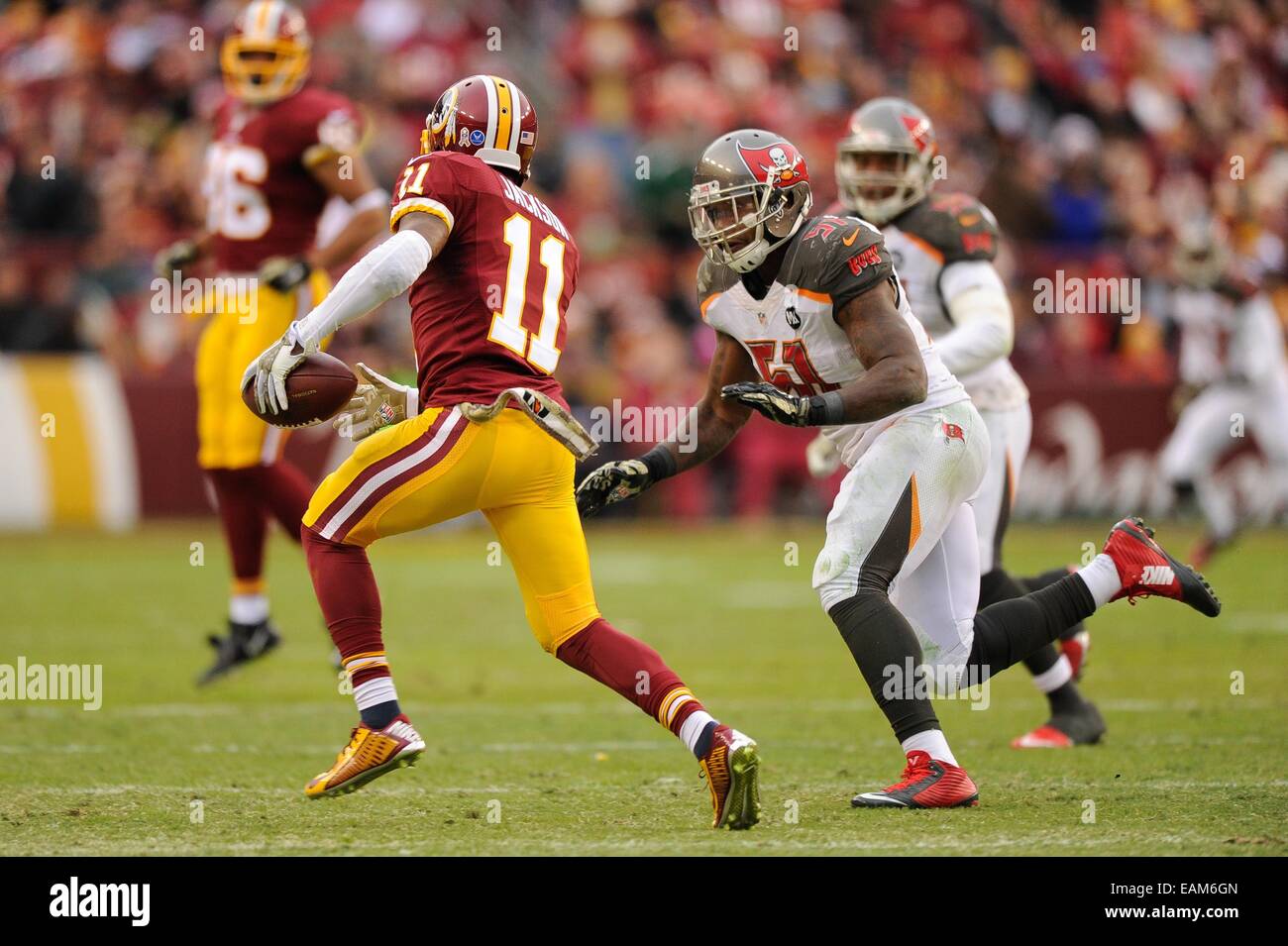 NOV 16, 2014 : Tampa Bay Buccaneers outside linebacker Danny Lansanah ...