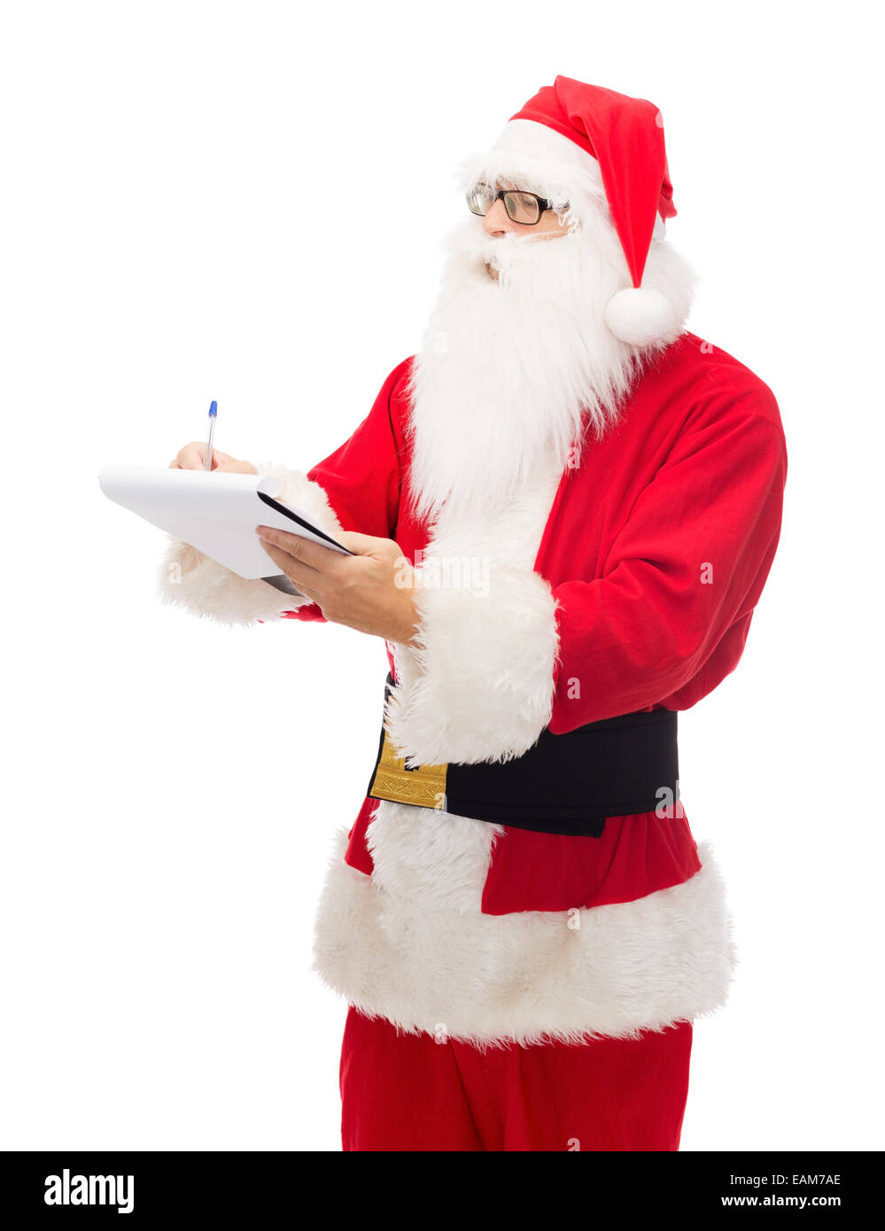 man in costume of santa claus with notepad Stock Photo - Alamy