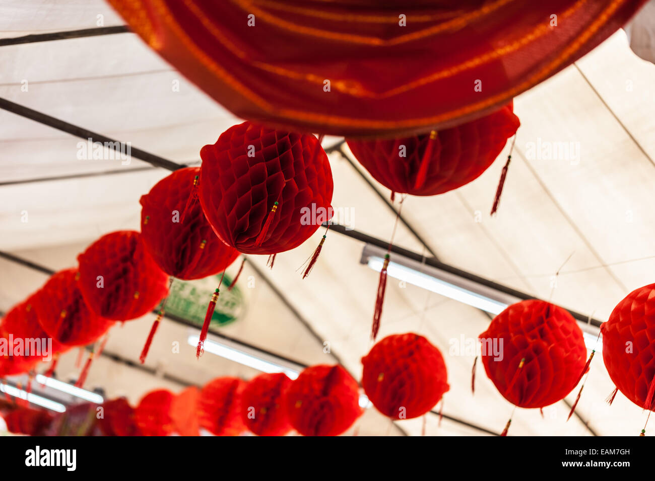 A lot of hanged red chinese paper lantern in bangkok, thailand Stock ...