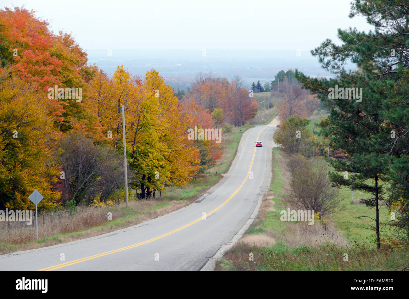 Highway through fall forest hi-res stock photography and images - Alamy