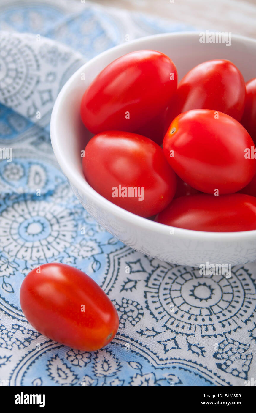 A Close Up of Fresh Grape Tomatoes in a Bowl Stock Photo - Alamy