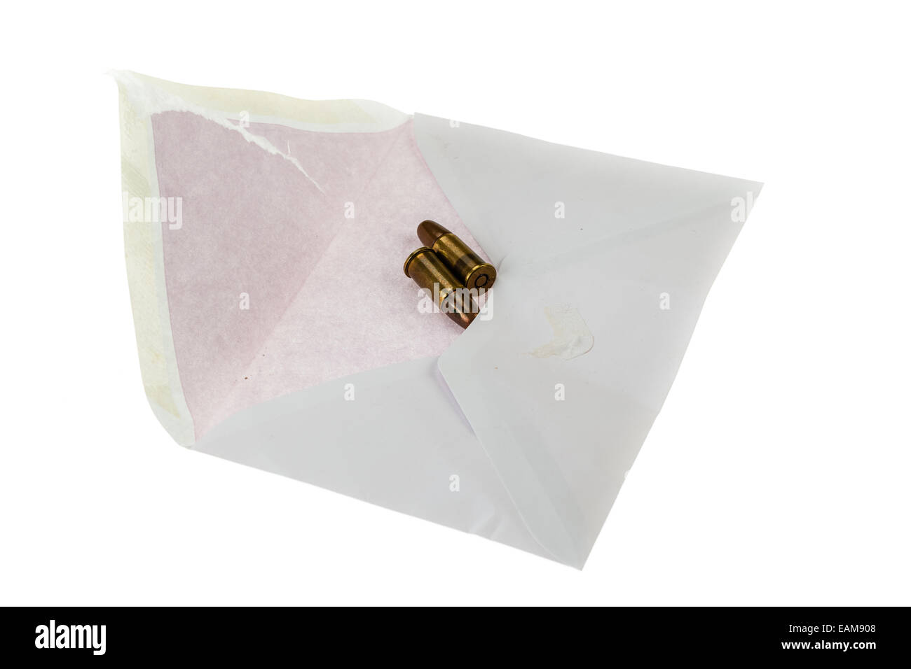 two bullet in a mail envelope isolated over a white background Stock ...