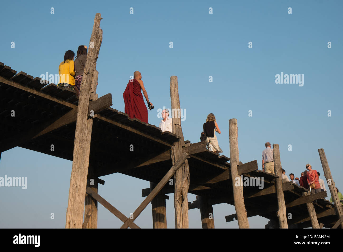 Bridge footbridge myanmar monk crossing hi-res stock photography and ...