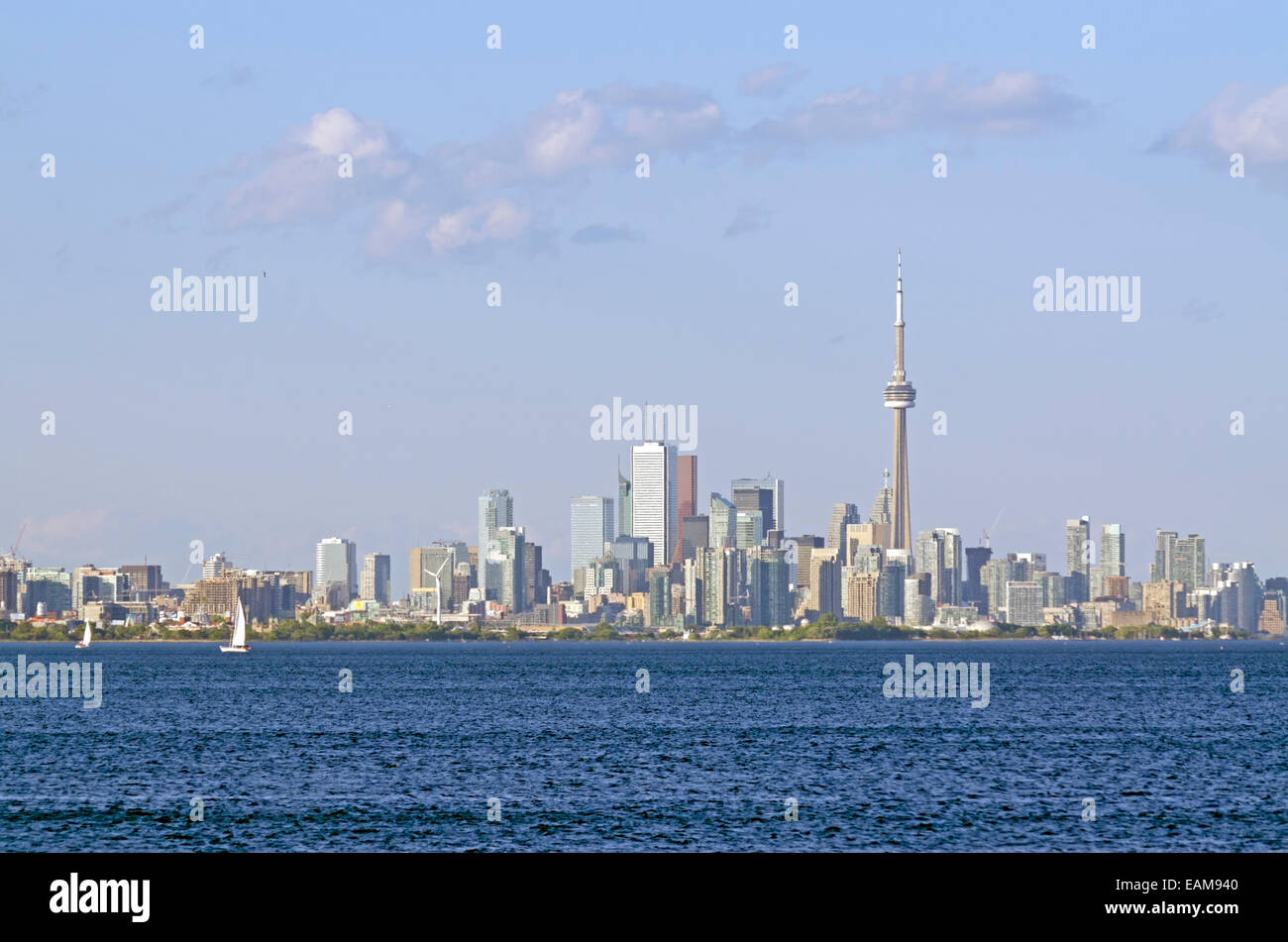 Toronto skyline from Ontario lake in time of sunset Stock Photo - Alamy