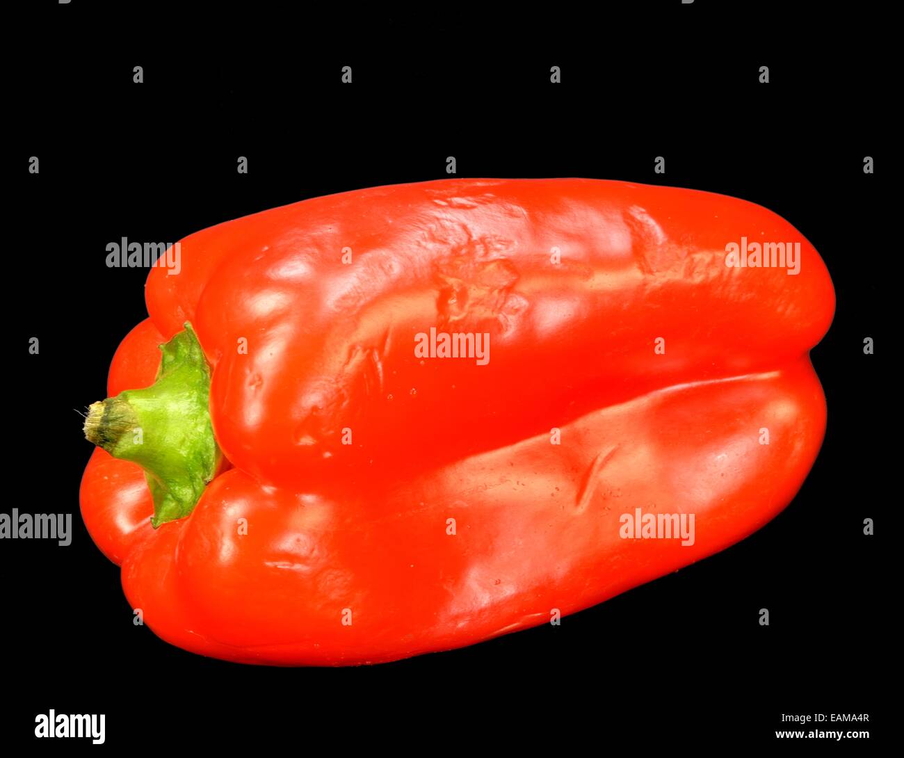 Single red pepper on a black background Stock Photo - Alamy