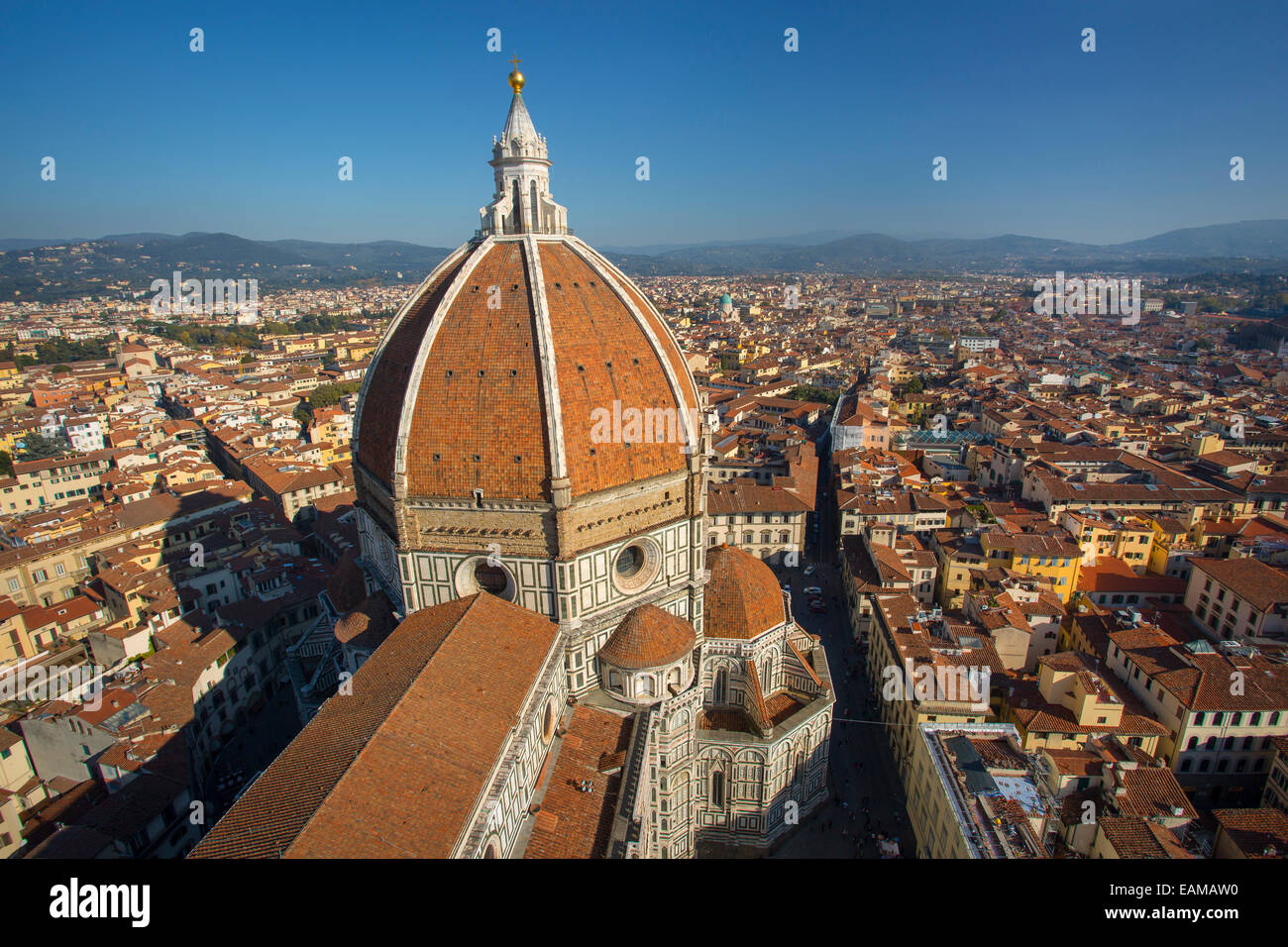 Overhead view of the Duomo and town of Florence, Tuscany, Italy Stock ...