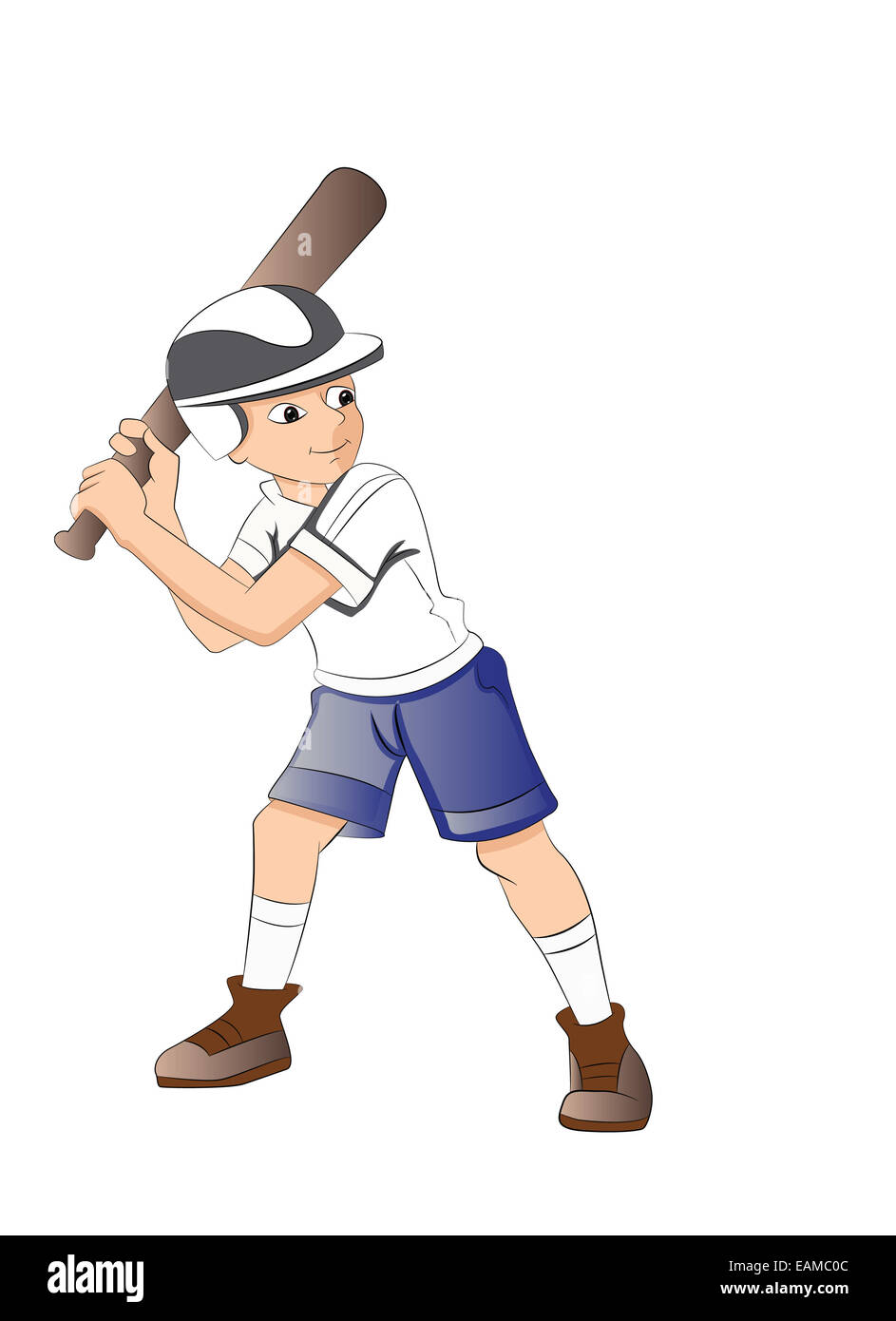 Boy Playing Baseball, vector illustration Stock Photo - Alamy