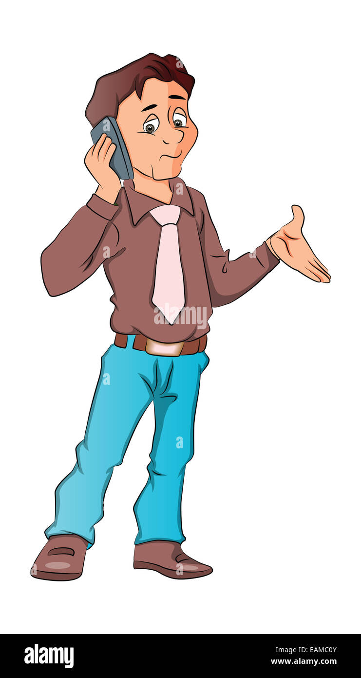 Man Using a Cellphone, vector illustration Stock Photo - Alamy