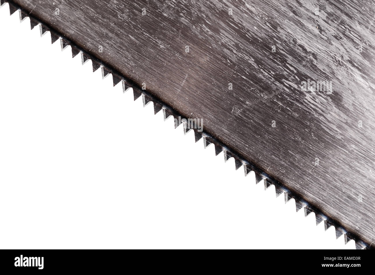 detail of a hand saw blade isolated over a white background Stock Photo ...