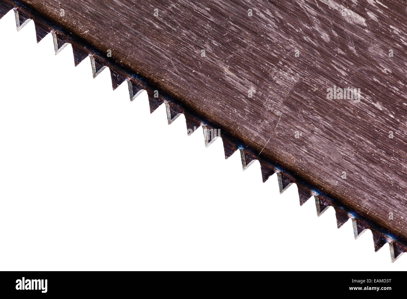 detail of a hand saw blade isolated over a white background Stock Photo ...