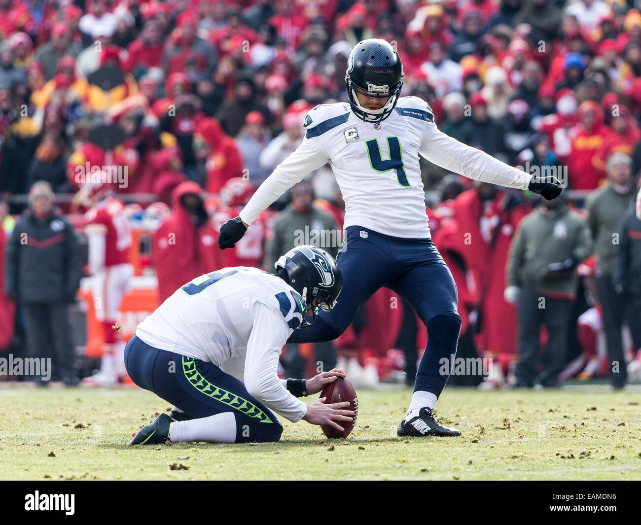 Kansas City, MO, USA. 16th Nov, 2014. Seattle Seahawks kicker Steven ...