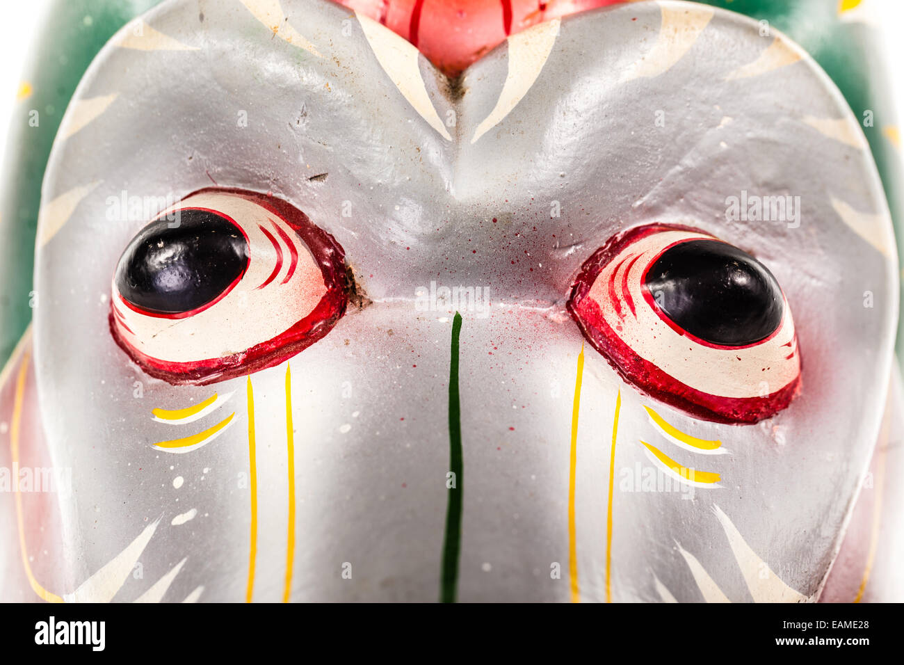 detail of an ancient and colorful sri lankan Raksha Mask Stock Photo ...