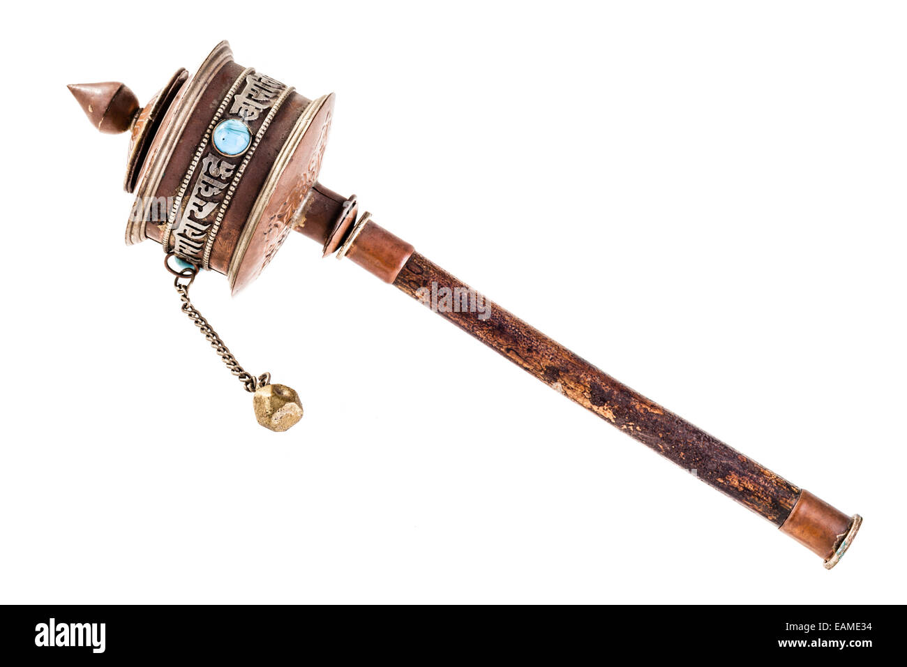 Tibetan Prayer wheel or Mani wheel isolated over a white background ...