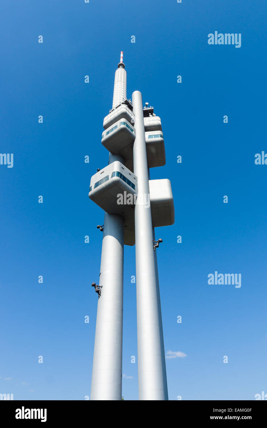 Famous Prague Zizkov Television Tower (216 metres). The tower is an ...