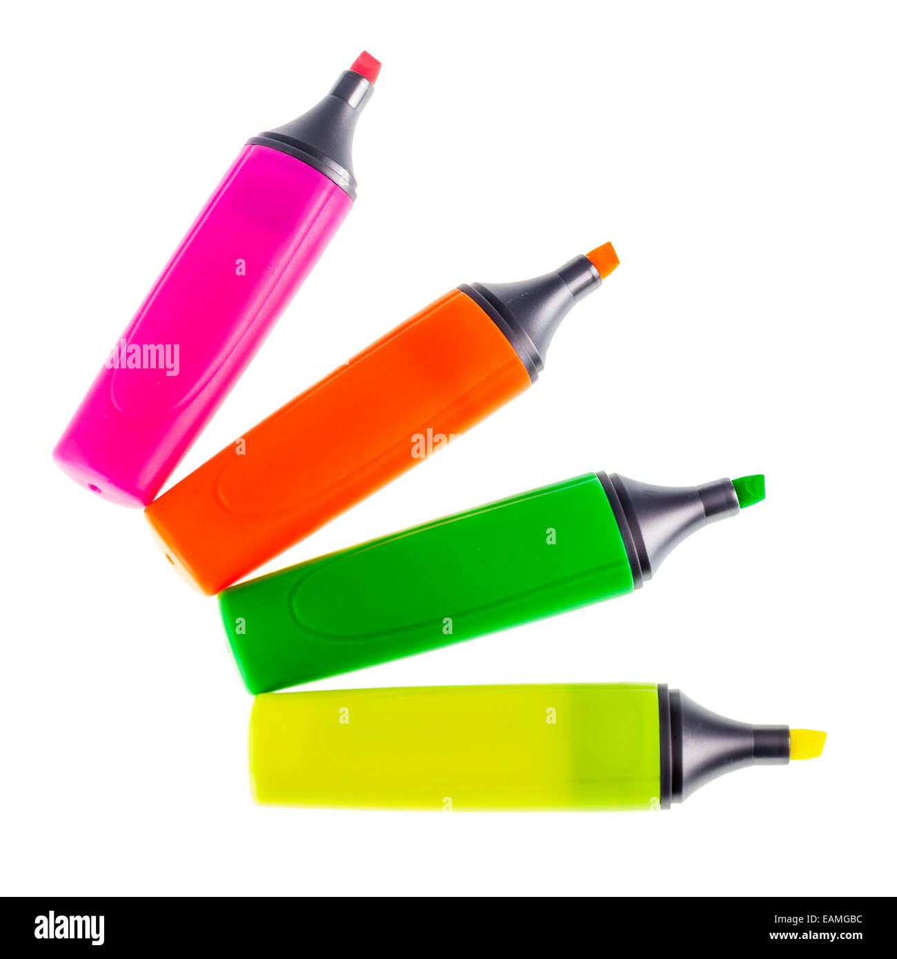 colorful highlighters or markers isolated over a white background Stock ...