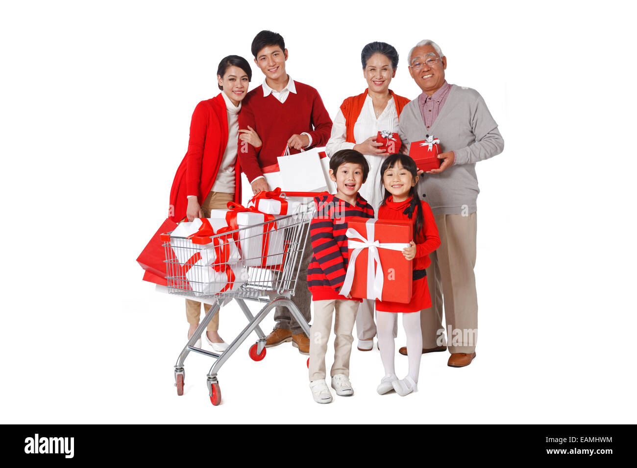 Family isolated on white Stock Photo - Alamy
