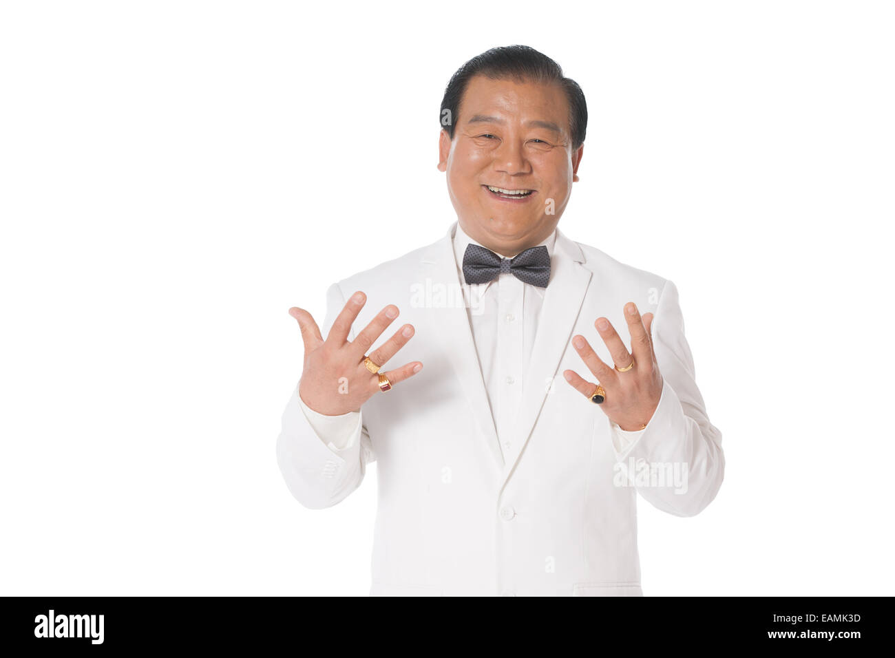 Traditional Chinese people shake hands with foreign businessmen Stock ...