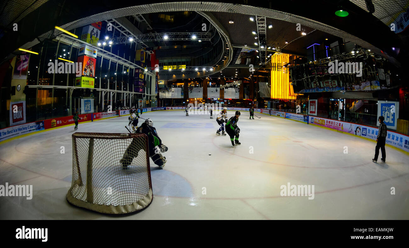 Ice hockey game at Mega Ice, Megabox shopping mall, the largest and ...