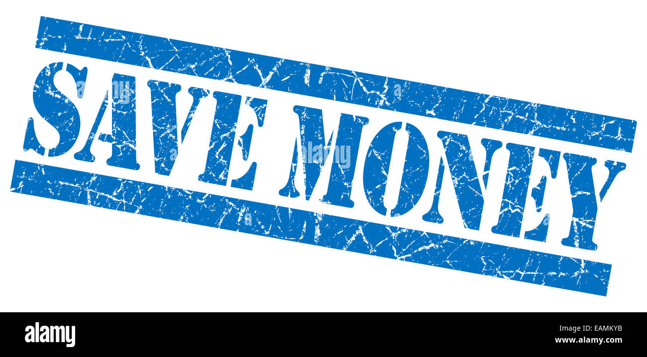Save money blue grunge stamp Stock Photo - Alamy