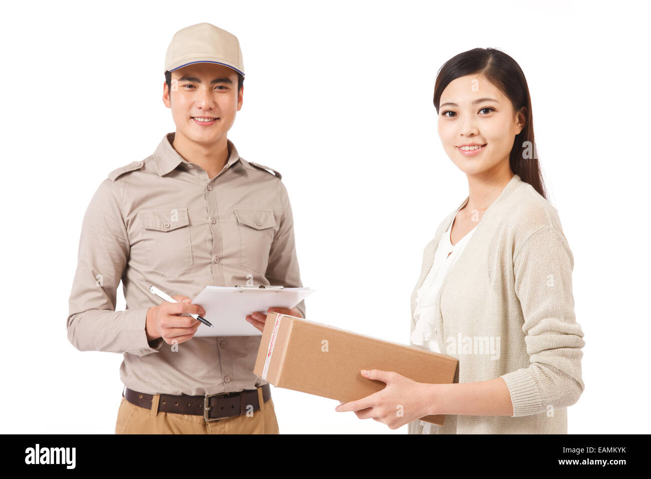 Receiving delivery asia hi-res stock photography and images - Alamy