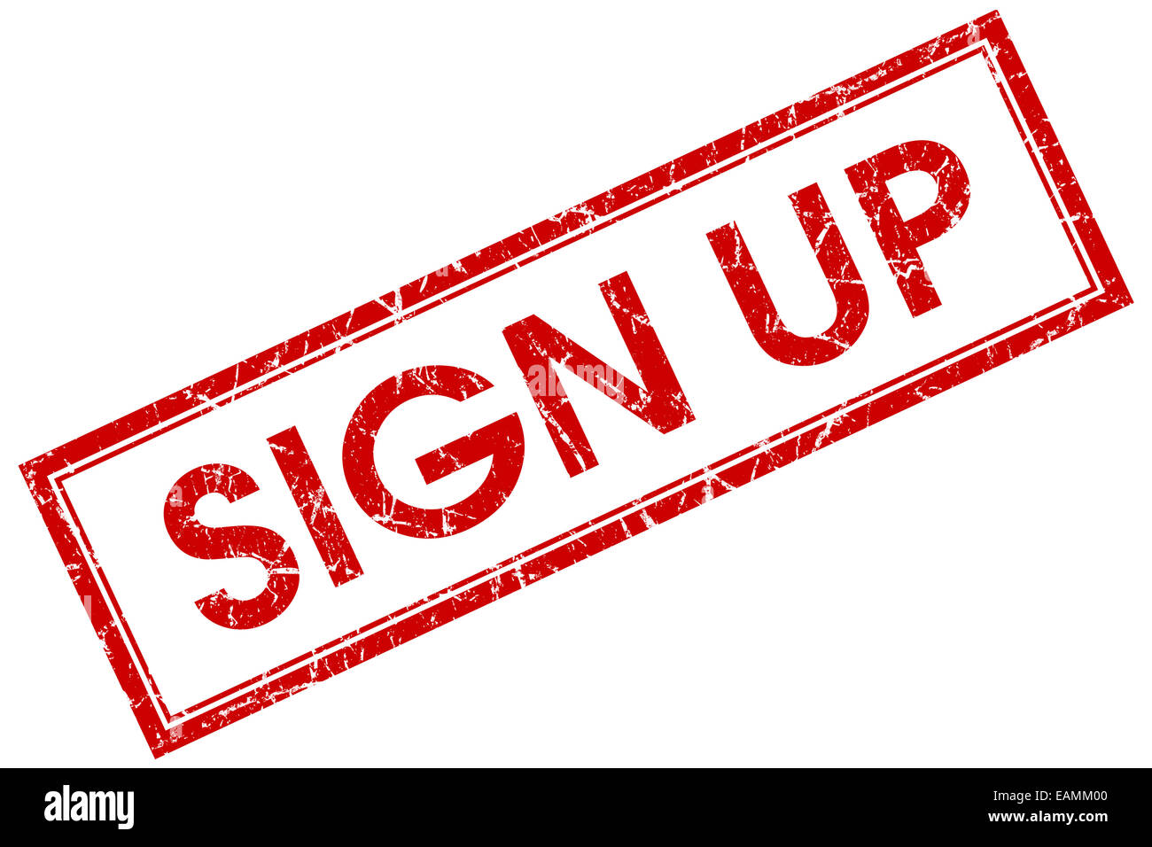 Sign up red square grungy stamp isolated on white background Stock ...
