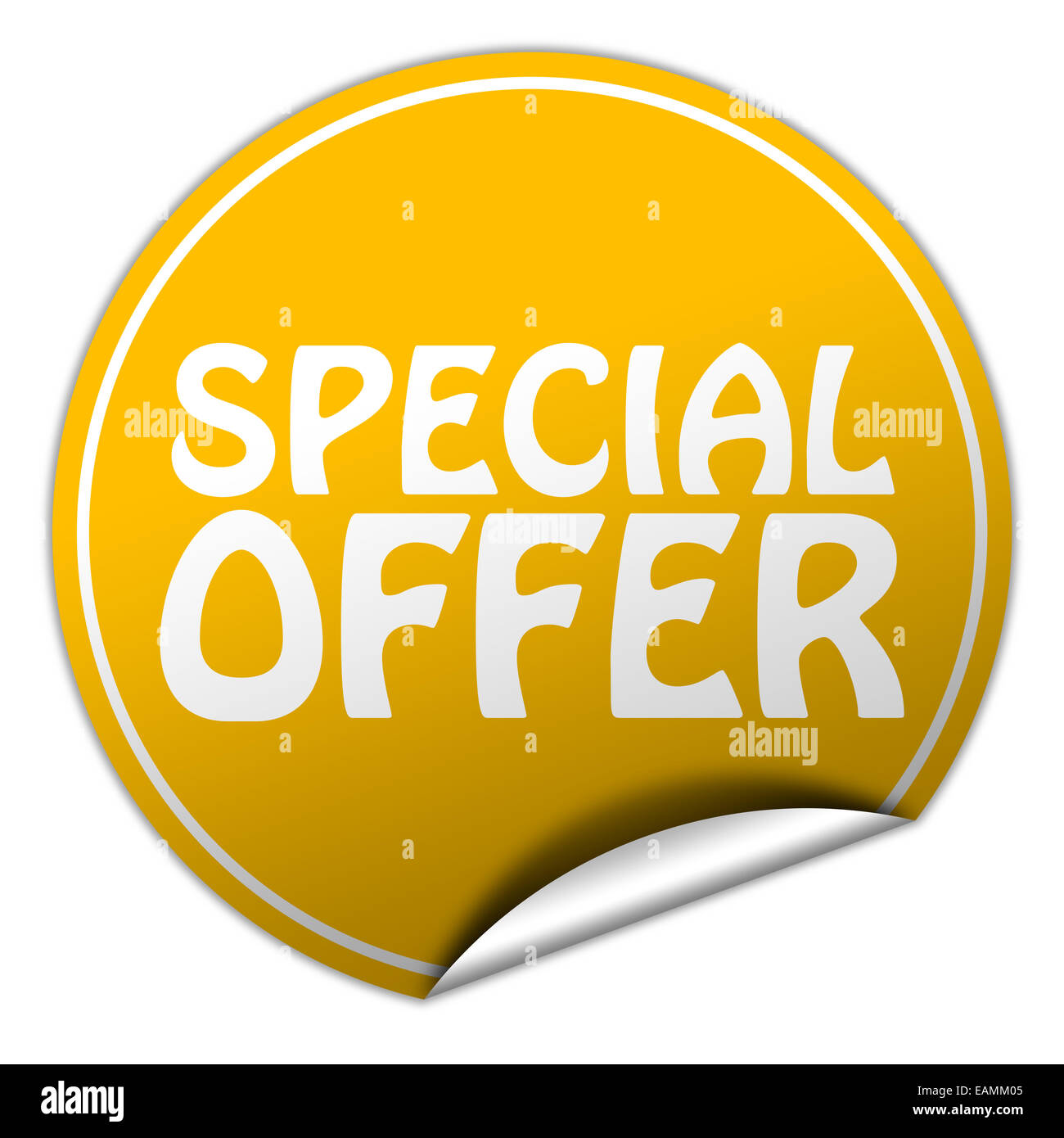 special offer yellow sticker on white background Stock Photo - Alamy