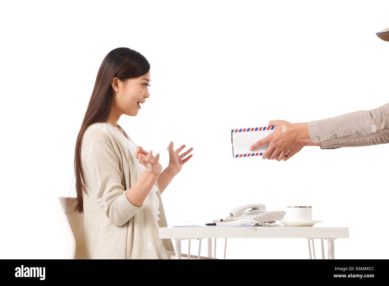 Oriental logistics personnel for female white-collar mail delivery ...