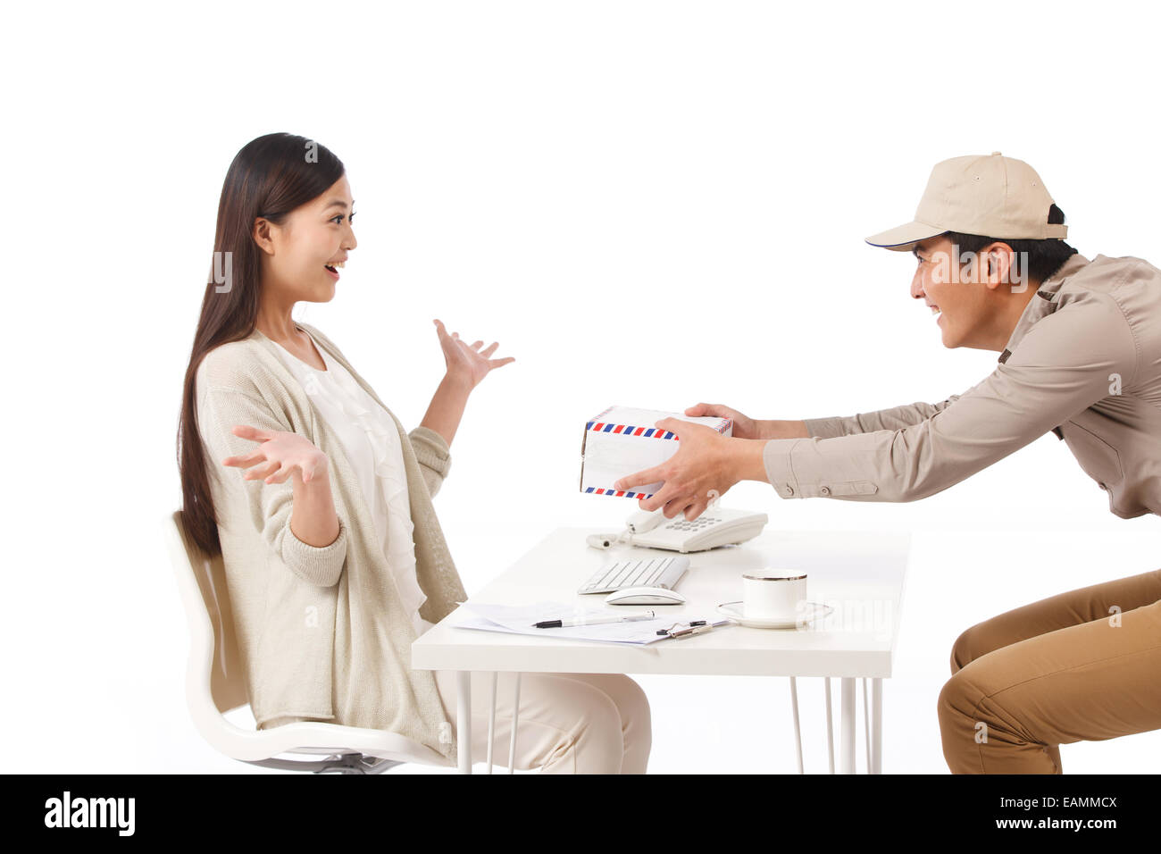 Oriental logistics personnel for female white-collar mail delivery ...