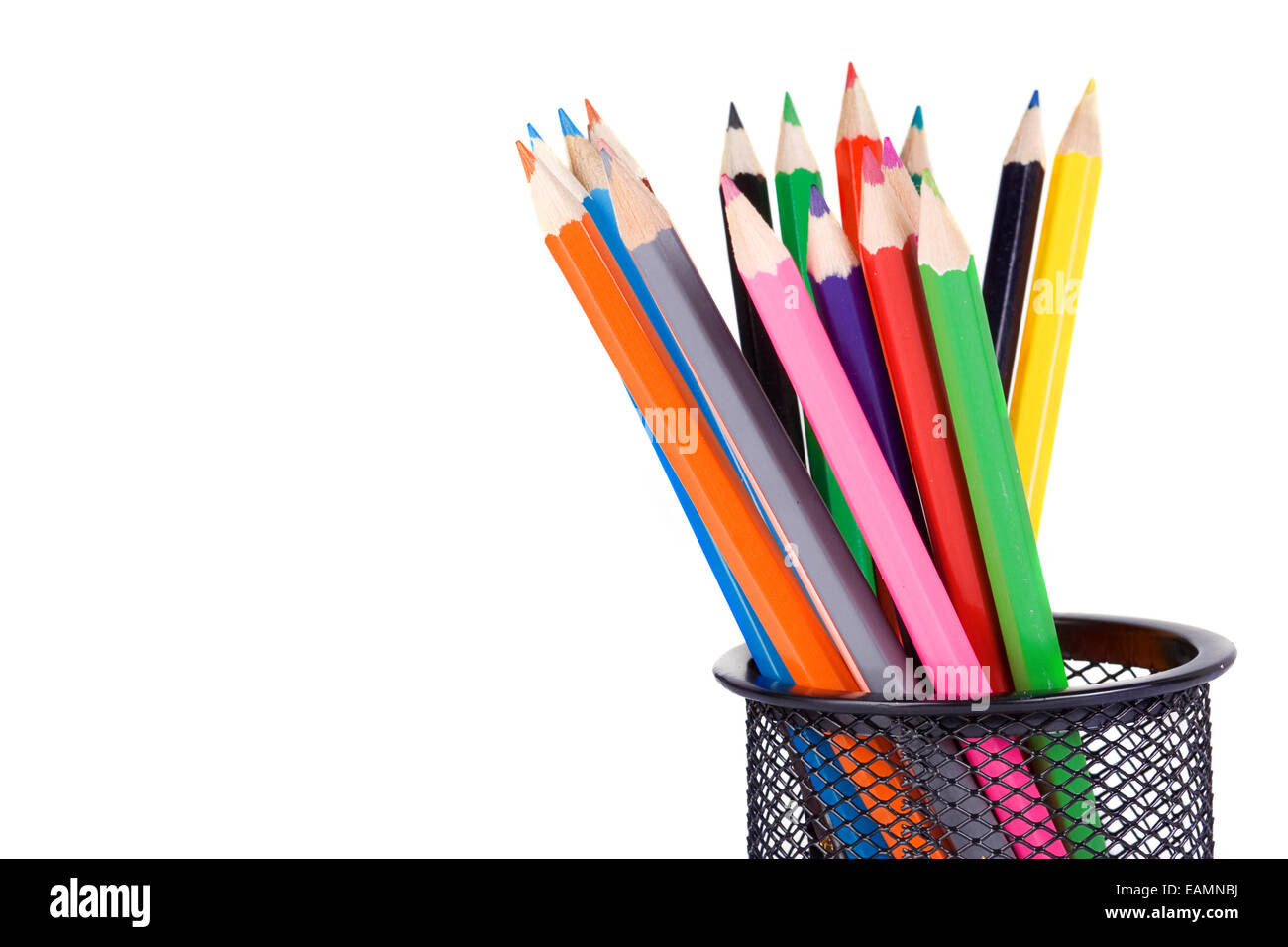holder basket full of colored pencils Stock Photo - Alamy