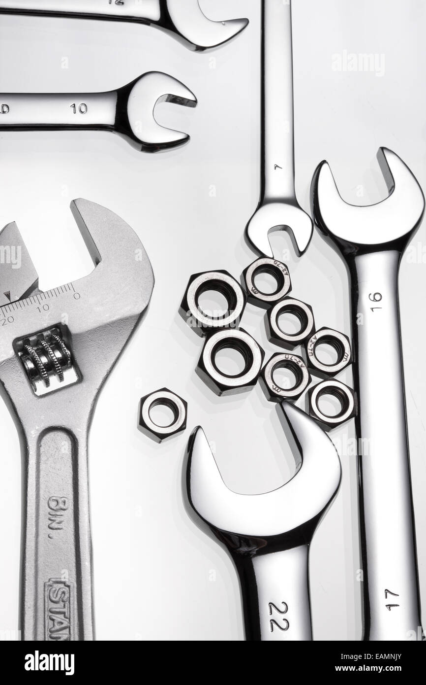 Wrench and nut Stock Photo - Alamy