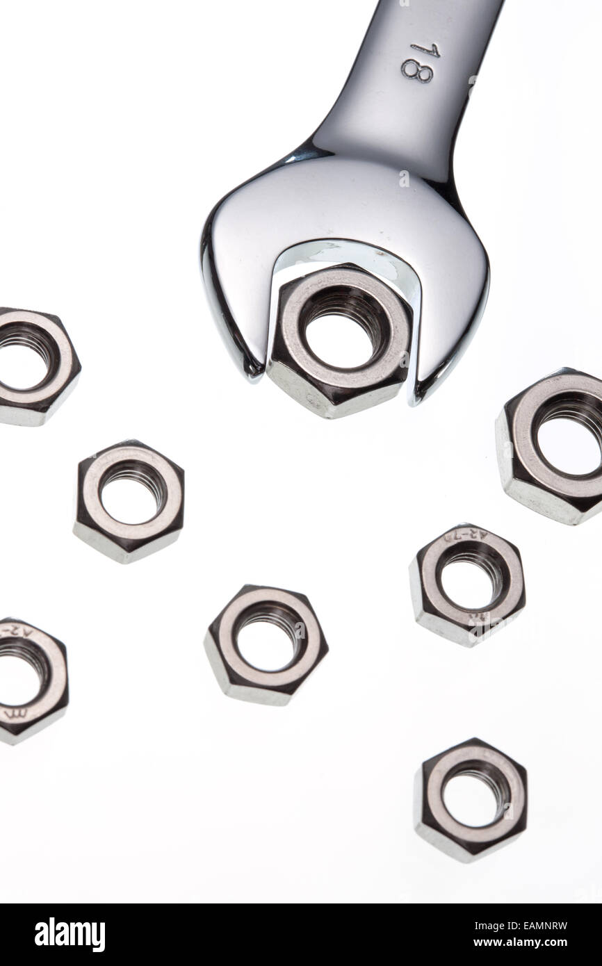 Wrench and nut Stock Photo - Alamy