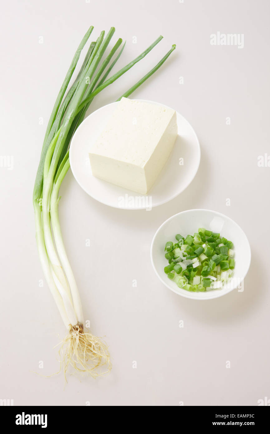 Spring Onions stir ingredients of tofu Stock Photo - Alamy