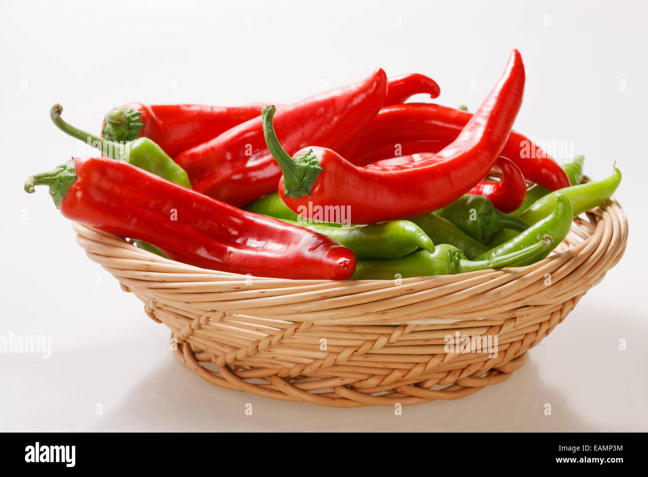 The pepper in the bamboo basket Stock Photo - Alamy