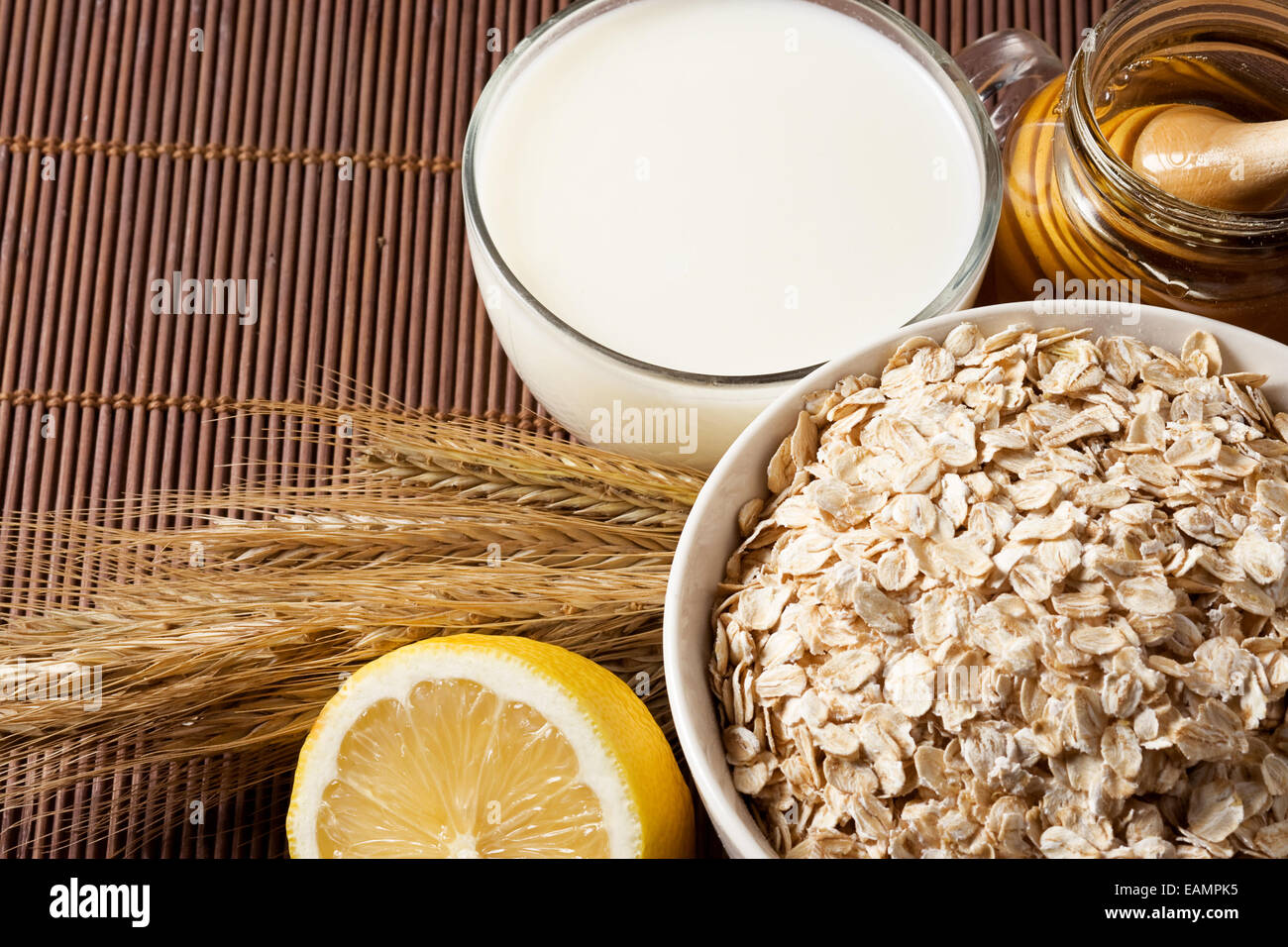 healthy food on wood table Stock Photo - Alamy