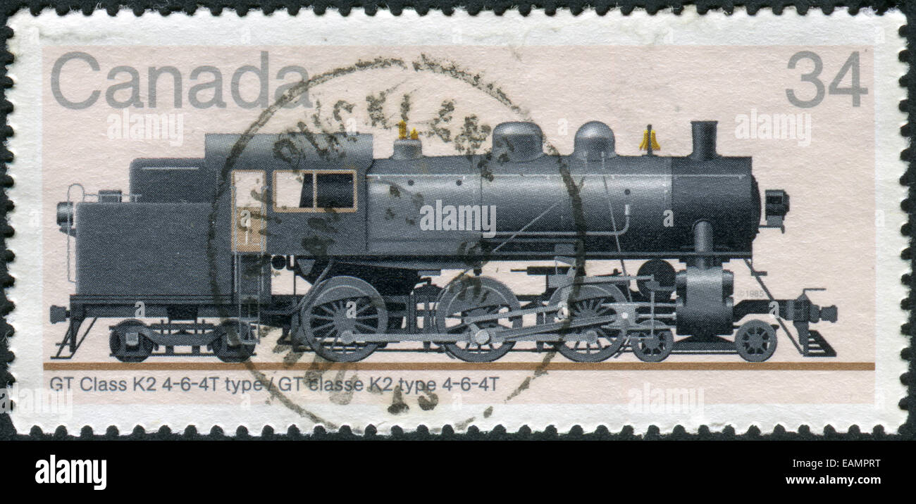 CANADA - CIRCA 1985: Postage stamp printed in Canada, shows steam ...