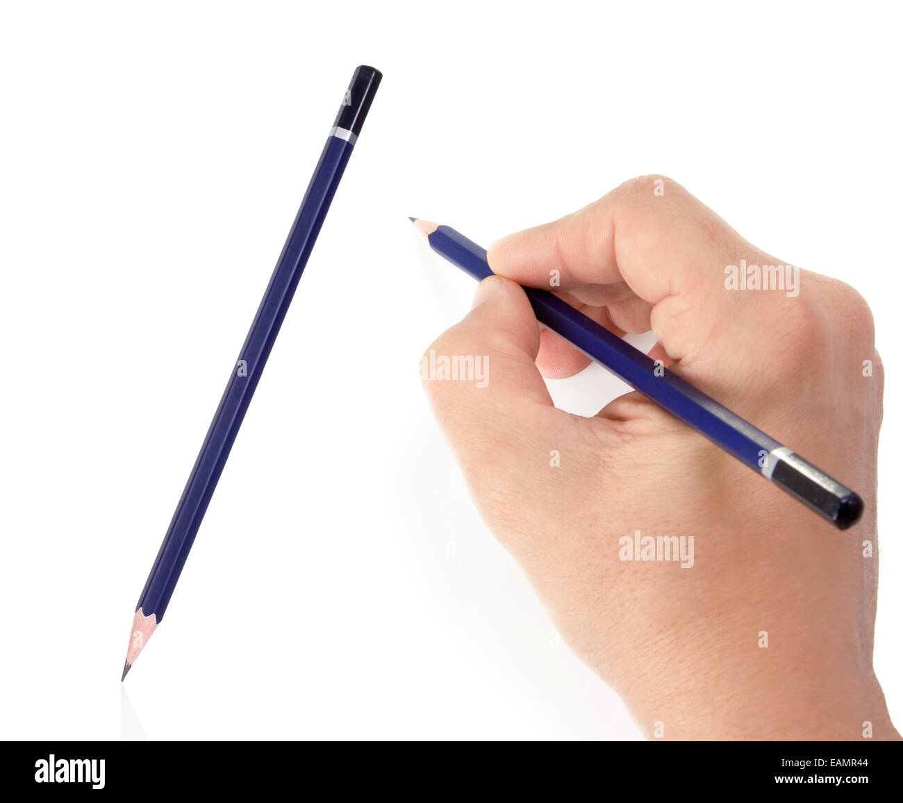 hand writing by pencil isolated on white background Stock Photo - Alamy