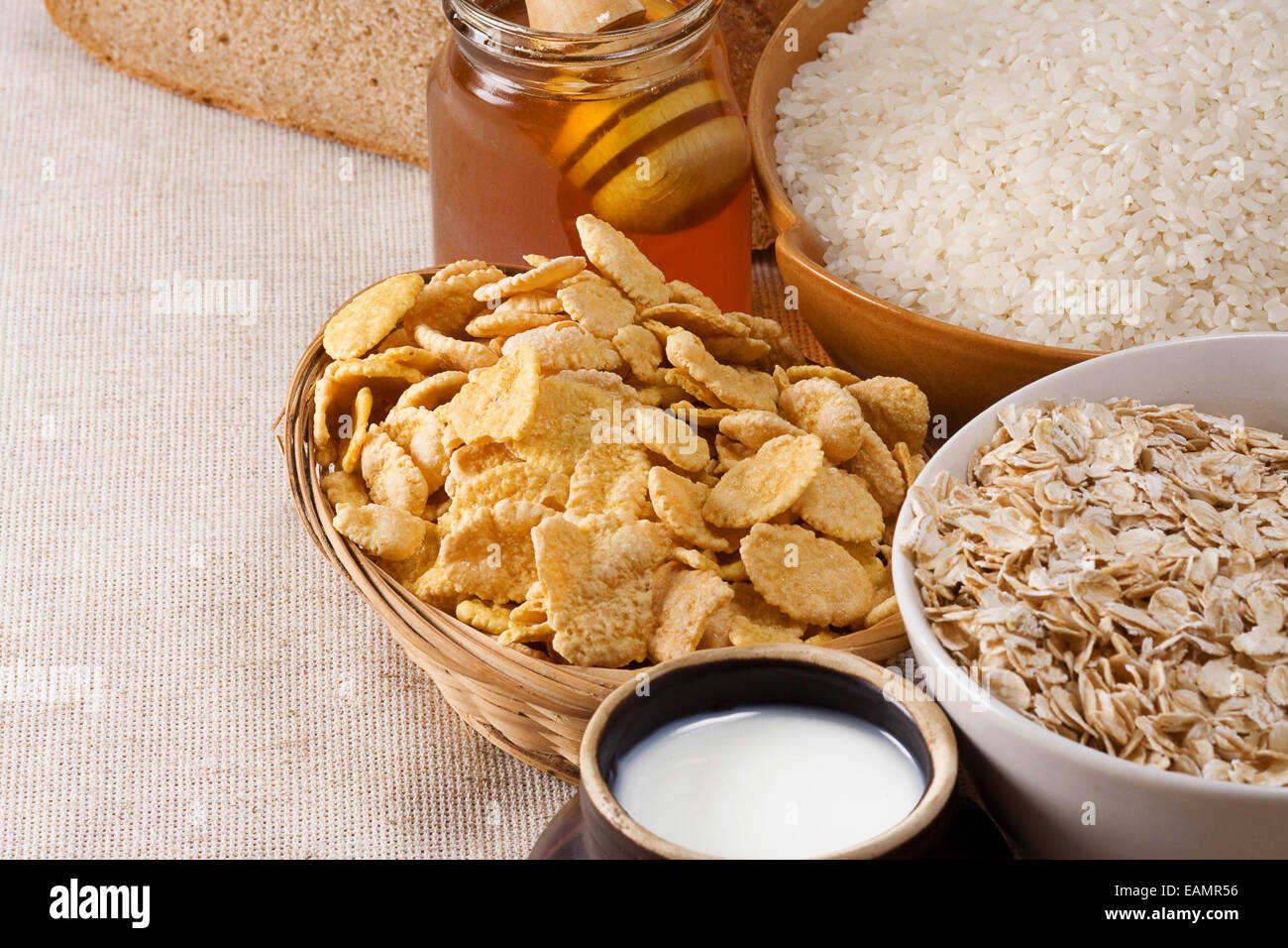 healthy food on sacking material Stock Photo - Alamy