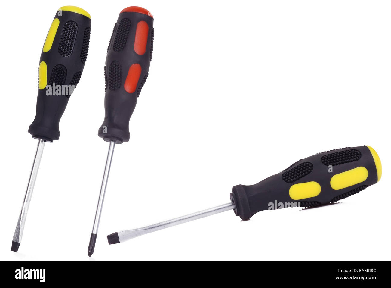 three isolated screwdrivers on white Stock Photo - Alamy
