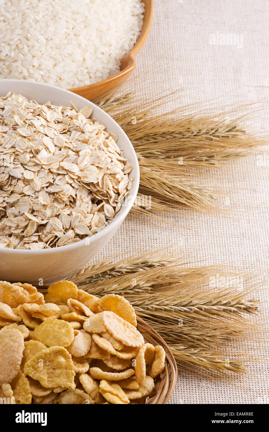 healthy food on sacking material Stock Photo - Alamy