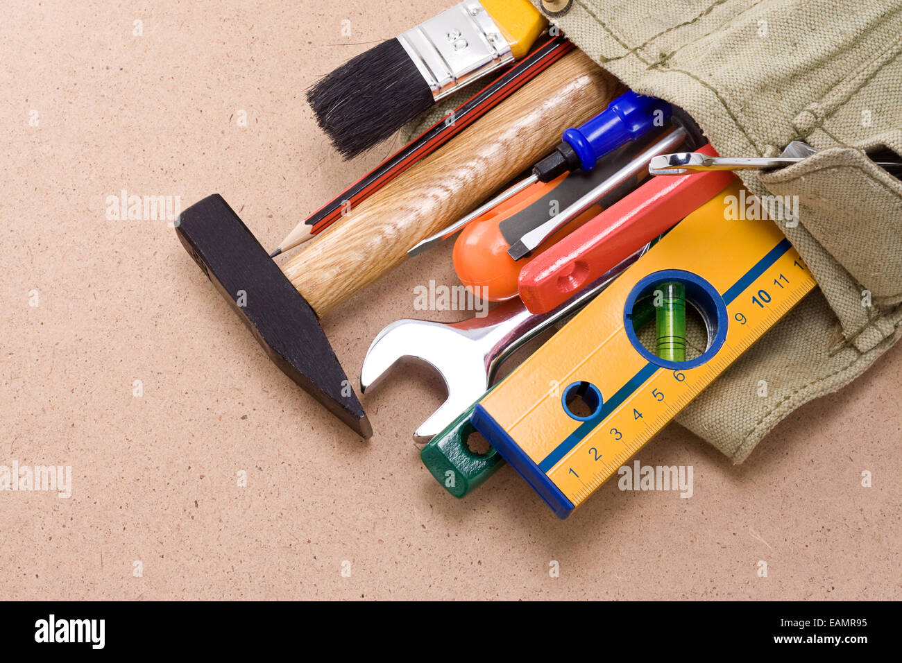set of tools in bag Stock Photo - Alamy