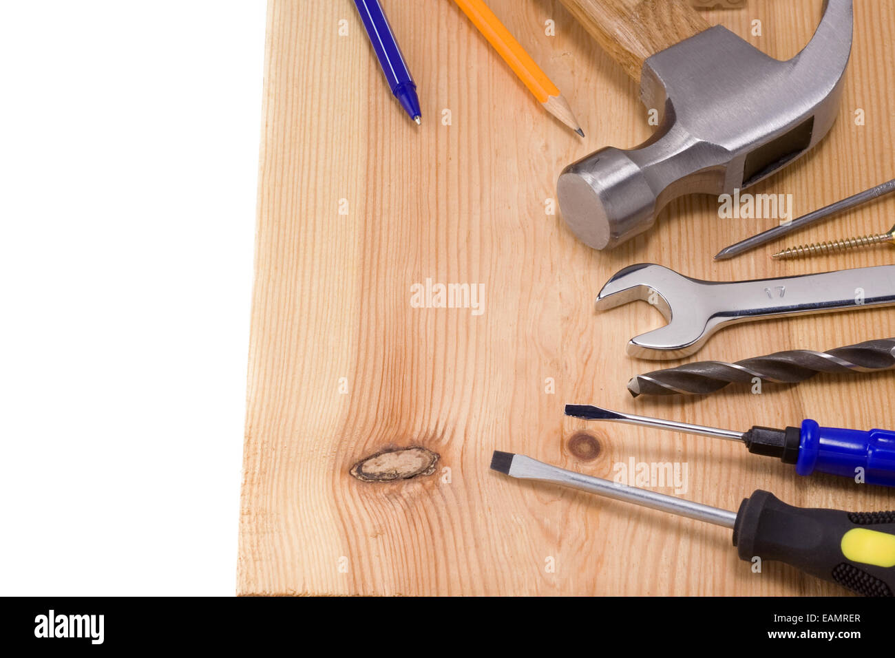 instrument and tools on wood texture Stock Photo - Alamy